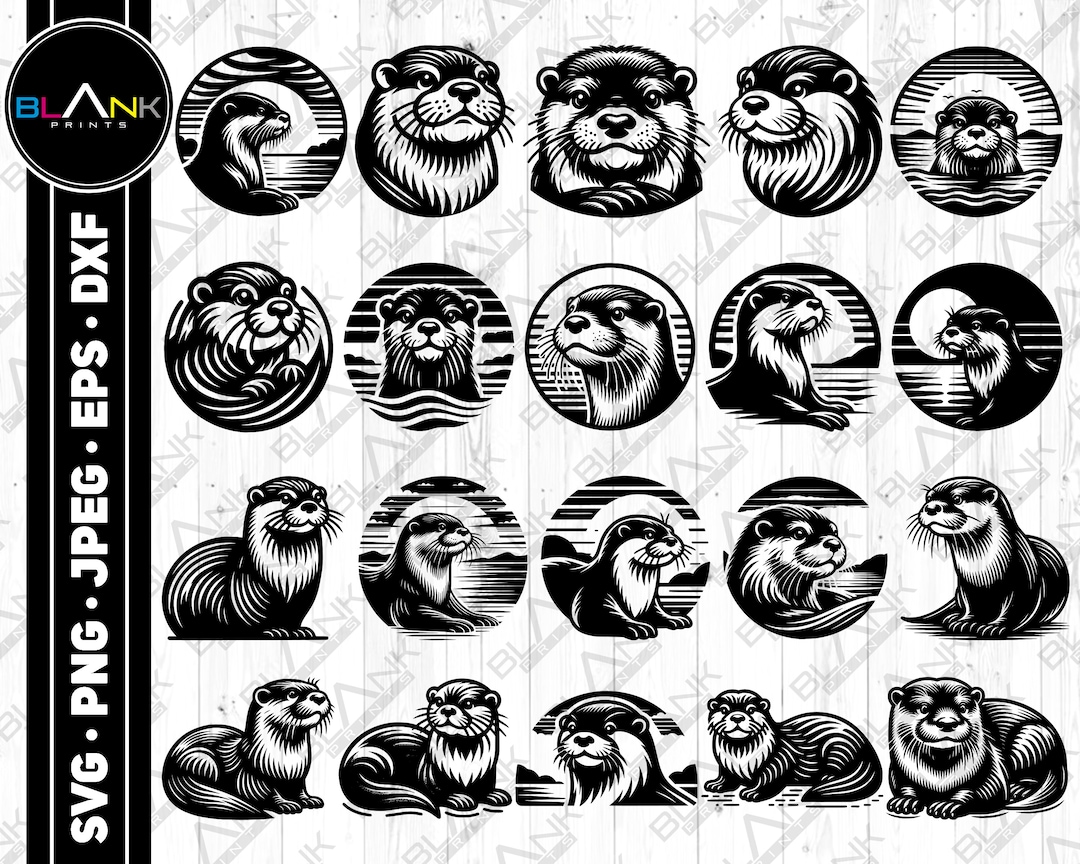 Otter Bundle Svg Png Jpeg Eps Dxf Bundle Silhouette Cricut Commercial ...
