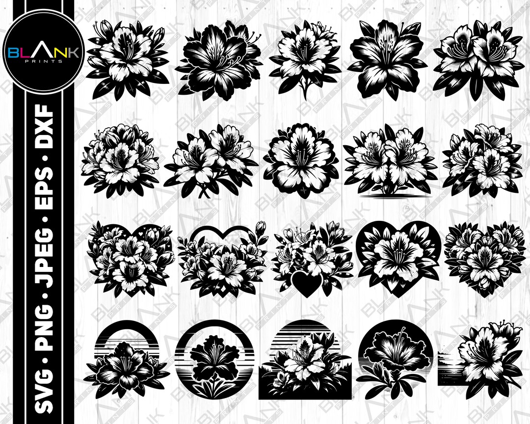 Azalea Bundle Svg Png Jpeg Eps Dxf Bundle Silhouette Clipart Cricut ...