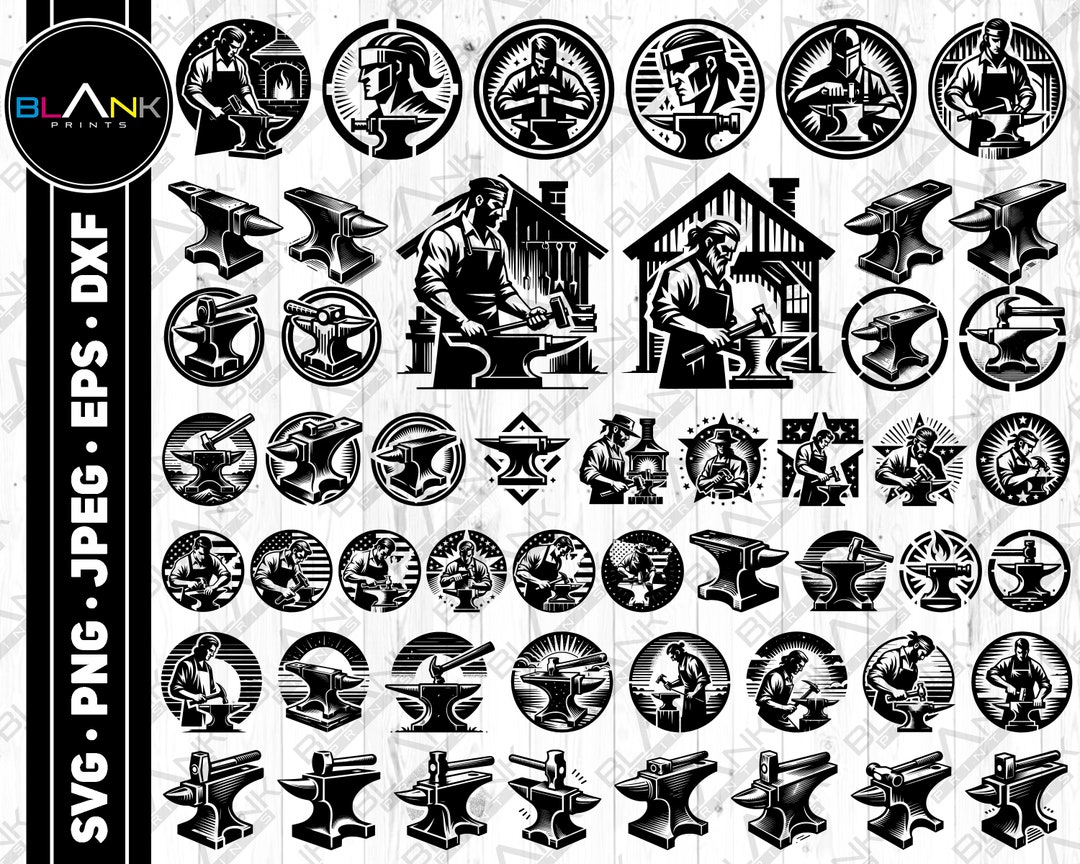 Blacksmith Bundle Svg Png Jpeg Eps Dxf Bundle Silhouette Clipart Cricut ...