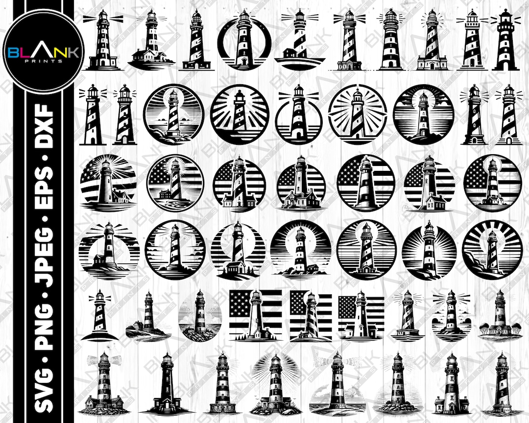 Lighthouse Bundle Svg Png Jpeg Eps Dxf Bundle Silhouette Cricut Clipart ...