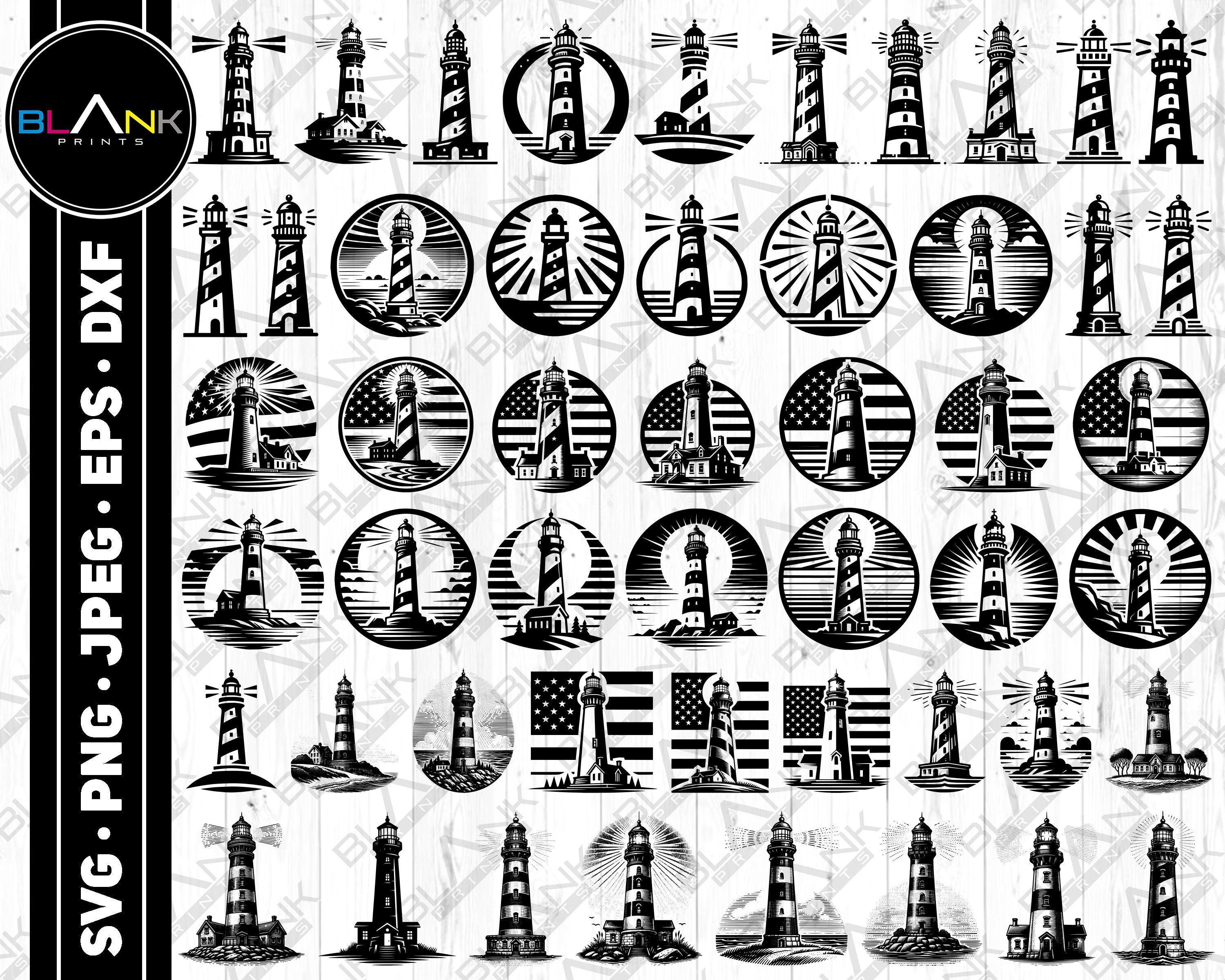 Lighthouse Bundle Svg Png Jpeg Eps Dxf Bundle Silhouette Cricut Clipart ...