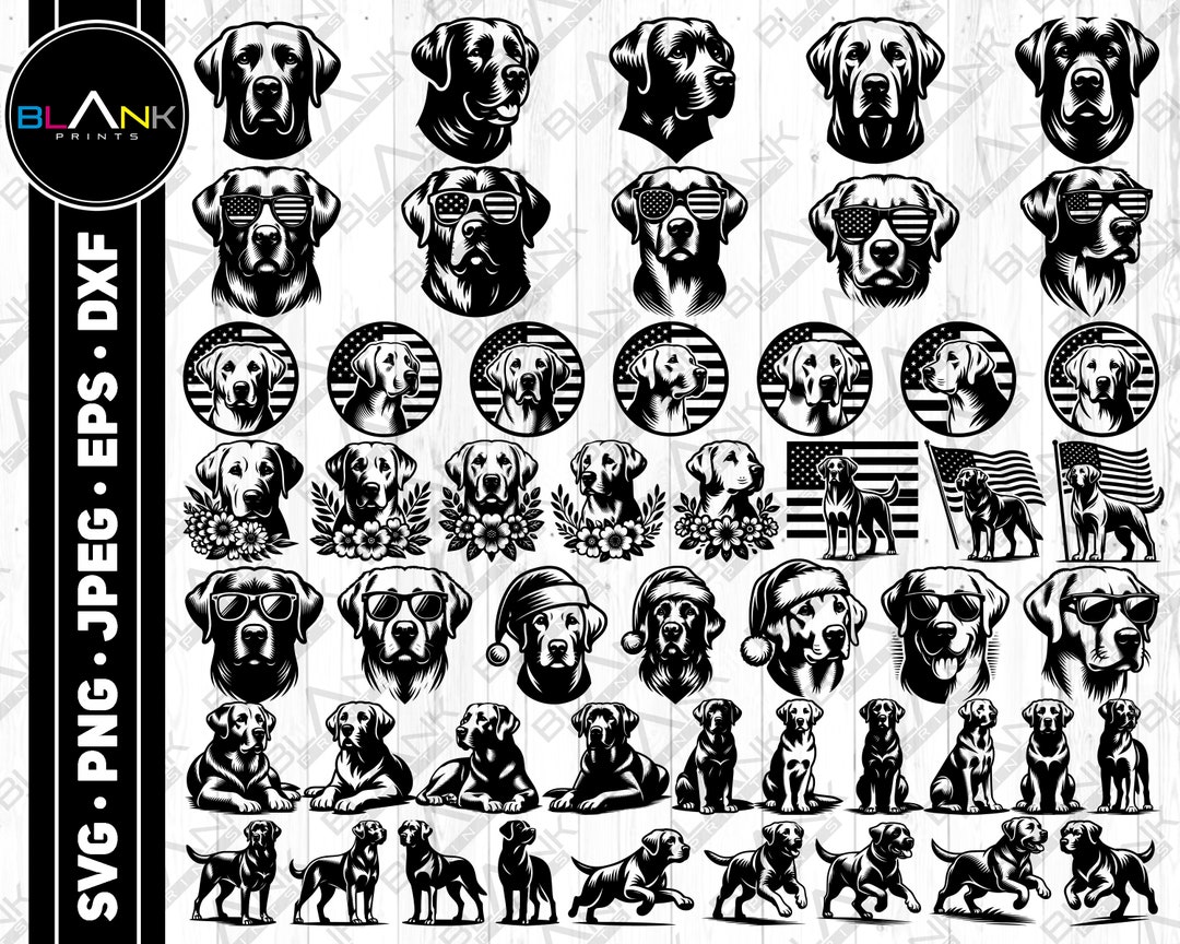 Labrador SVG Bundle: Dog With Santa Hat, USA Flag (digital Download) - Etsy