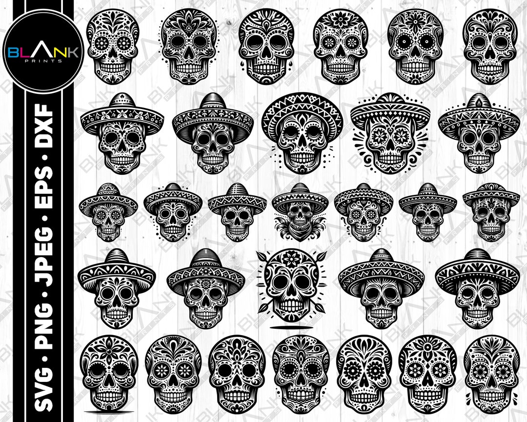 Mexican Sugar Skull SVG Bundle, Cinco De Mayo Clipart (digital Download ...
