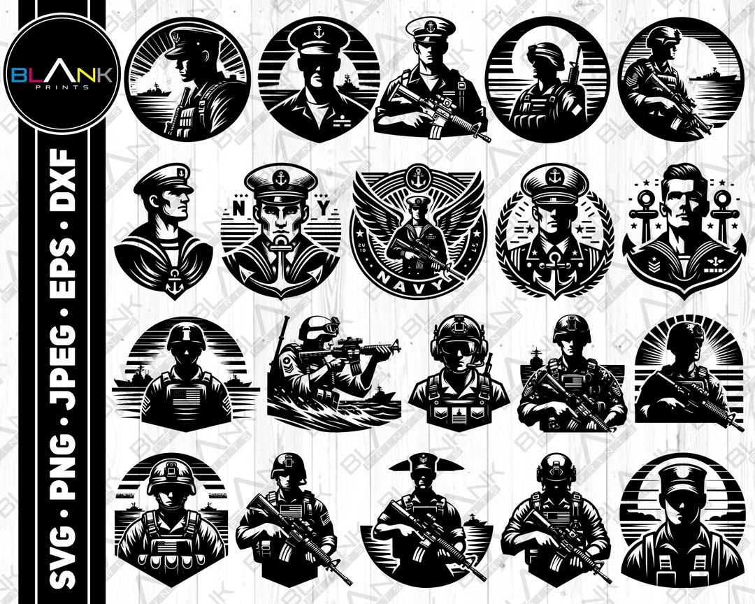 Navy Soldier Vector Bundle: US War Patriot (svg, Png, Eps, Dxf) - Etsy