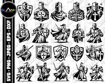Kawaii Crusader Bundle Svg Png Jpeg Eps Dxf Bundle Silhouette Clipart ...