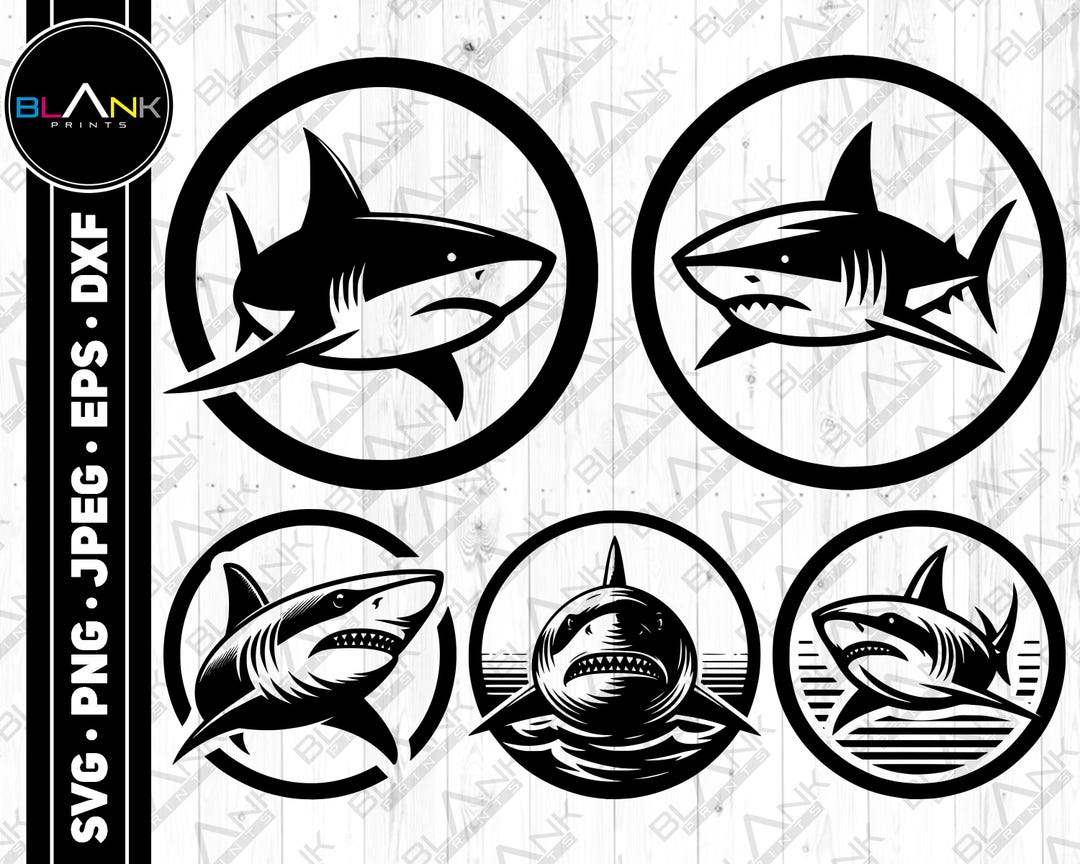 Shark Bundle Svg Png Jpeg Eps Dxf Engrave Silhouette Clipart Cricut ...