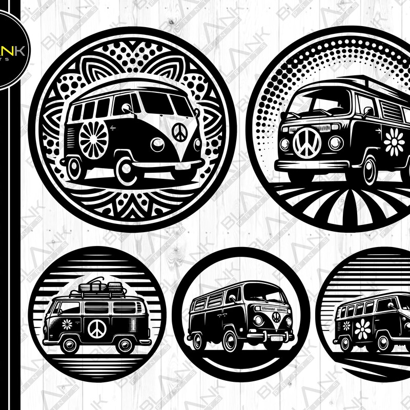 Hippie Van Clipart - Etsy