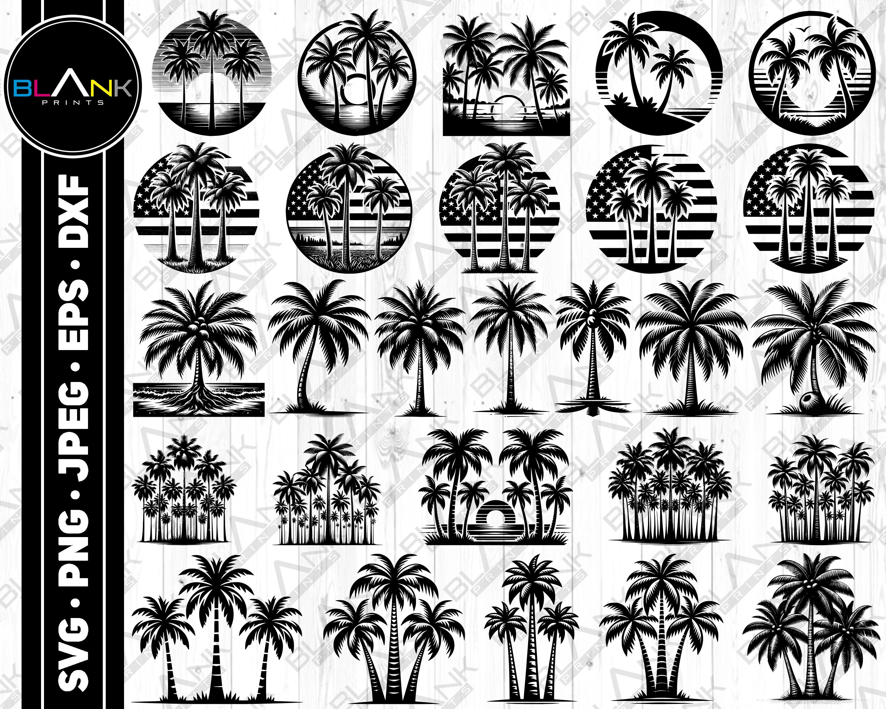 Coconut Tree Bundle Svg Png Jpeg Eps Dxf Bundle Silhouette Cricut ...