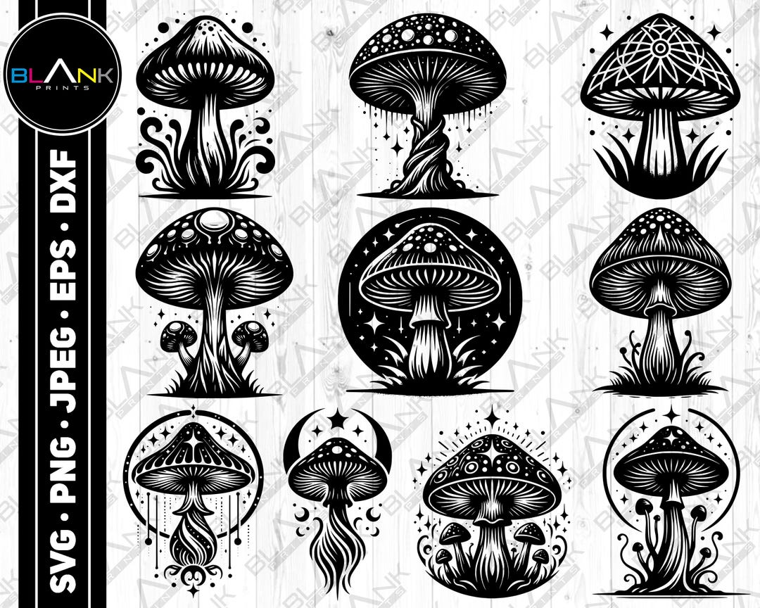 Mystical Mushroom Clipart Bundle (svg, Png, Eps, Dxf, Jpeg) (digital ...