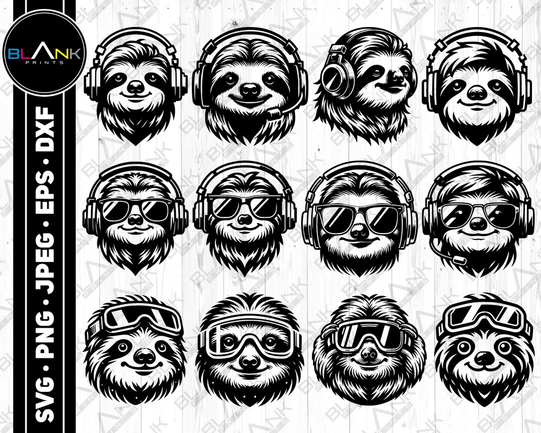 Sloth Bundle Svg Png Jpeg Eps Dxf Bundle Silhouette Cricut Commercial ...