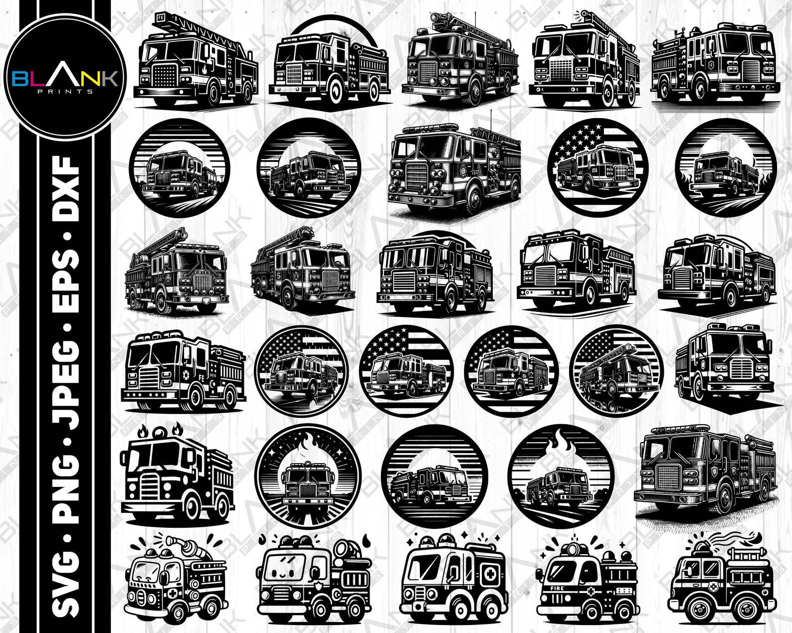 Fire Truck SVG Bundle: Commercial Use Graphics (digital Download) - Etsy