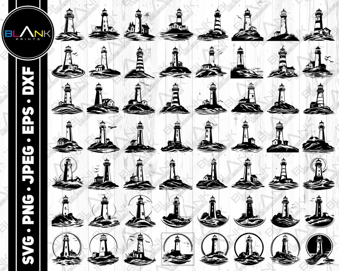 Lighthouse Bundle Svg Png Jpeg Eps Dxf Bundle Silhouette Cricut Clipart ...