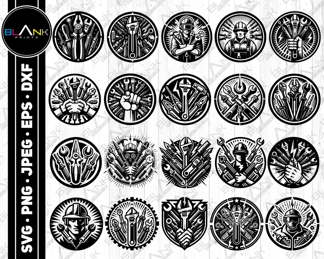 Electrician Tools Vector Graphics: Logo Emblem Designs (digital ...