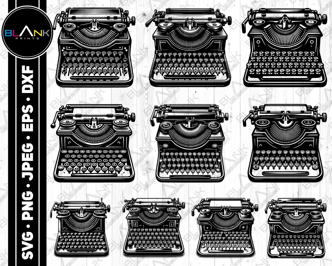 Vintage Typewriter Bundle Svg Png Jpeg Eps Dxf Bundle Silhouette ...