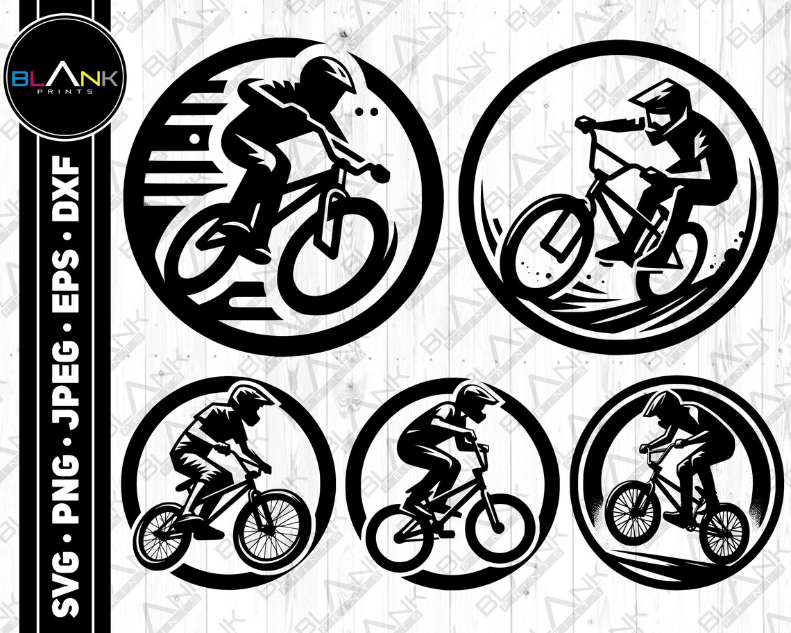Bmx Bundle Svg Png Jpeg Eps Dxf Engrave Silhouette Clipart Cricut Laser ...