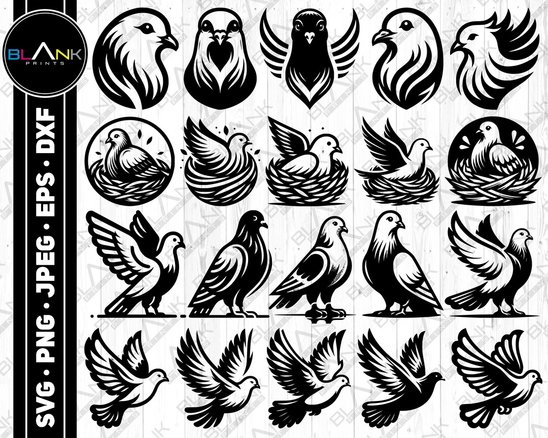 Dove Bundle Svg Png Jpeg Eps Dxf Bundle Silhouette Cricut Commercial ...