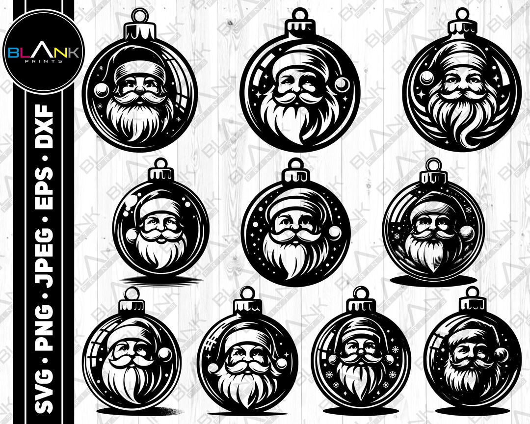 Santa Christmas Ball SVG Bundle: Laser Cut Vector Clipart (digital ...