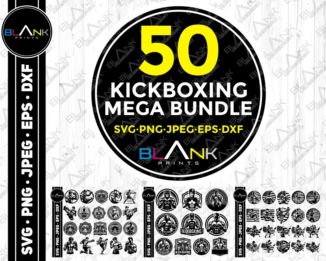 Kickboxing Mega Bundle Svg Png Jpeg Eps Dxf Bundle Silhouette Clipart ...