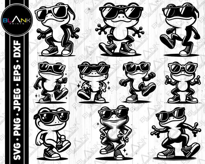 Cute Frog Bundle Svg Png Jpeg Eps Dxf Bundle Silhouette Clipart Cricut ...