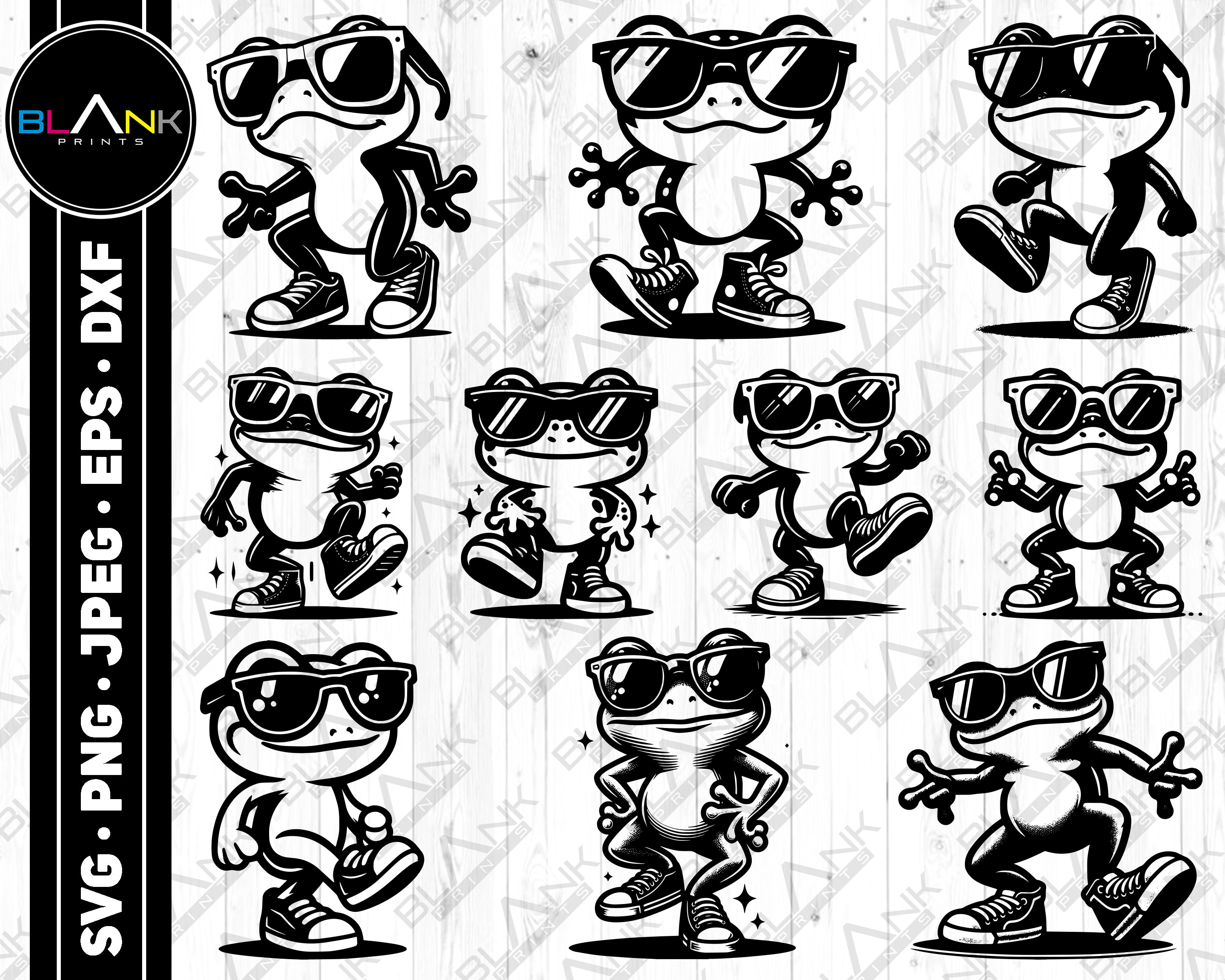 Cute Frog Bundle Svg Png Jpeg Eps Dxf Bundle Silhouette Clipart Cricut ...