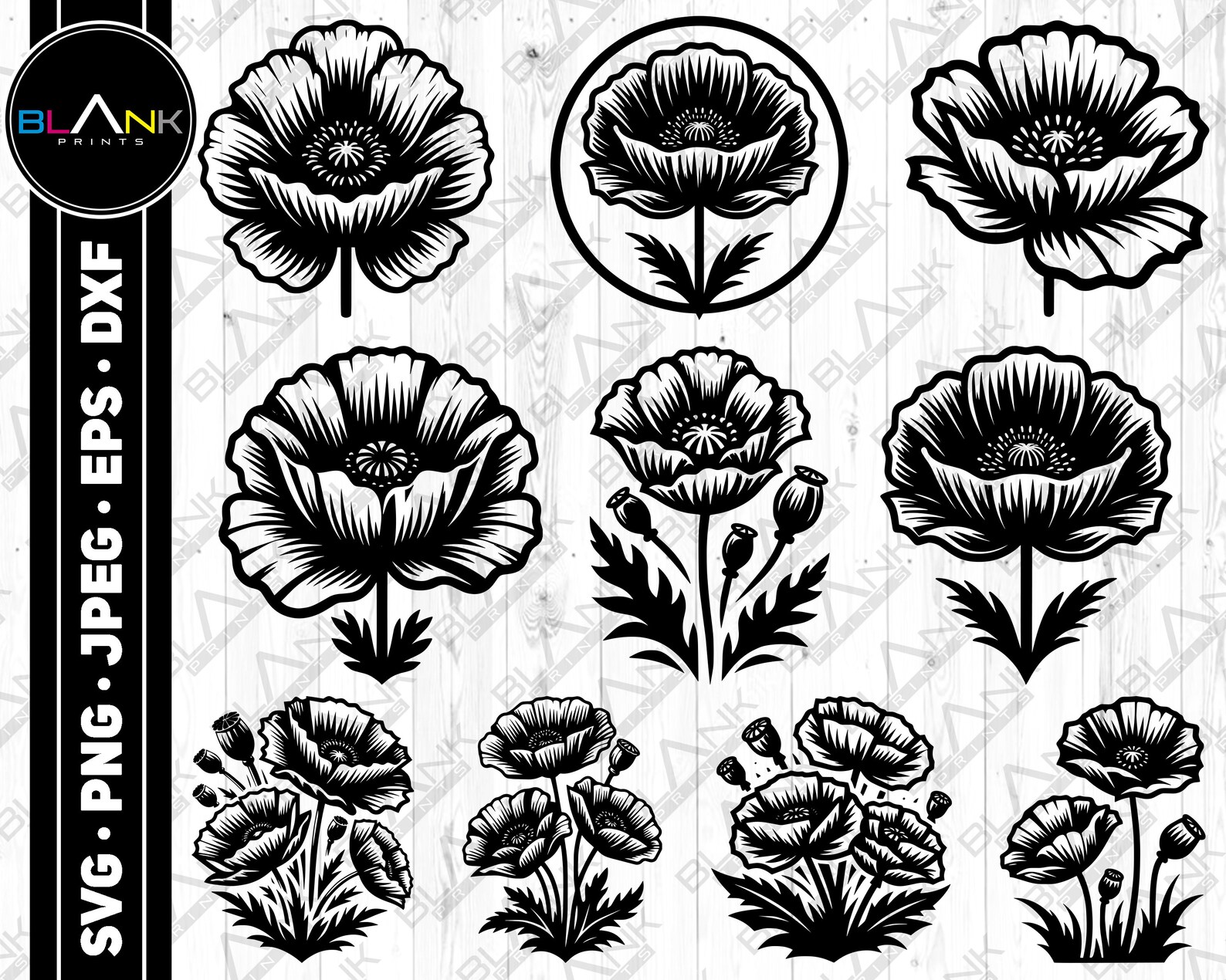 Poppy Flower Vector Bundle (svg, Png, Jpg, Eps, Dxf) - Etsy