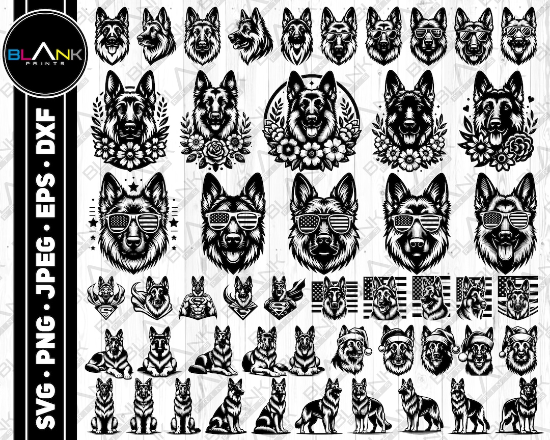 German Shepherd SVG Bundle: USA Flag, Sunglasses (digital Download) - Etsy