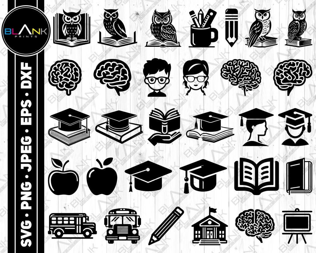 Education Bundle Svg Png Jpeg Eps Dxf Bundle Silhouette Clipart Cricut ...