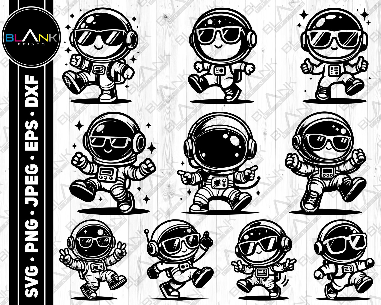 Cute Astronaut Bundle Svg Png Jpeg Eps Dxf Bundle Silhouette Clipart ...