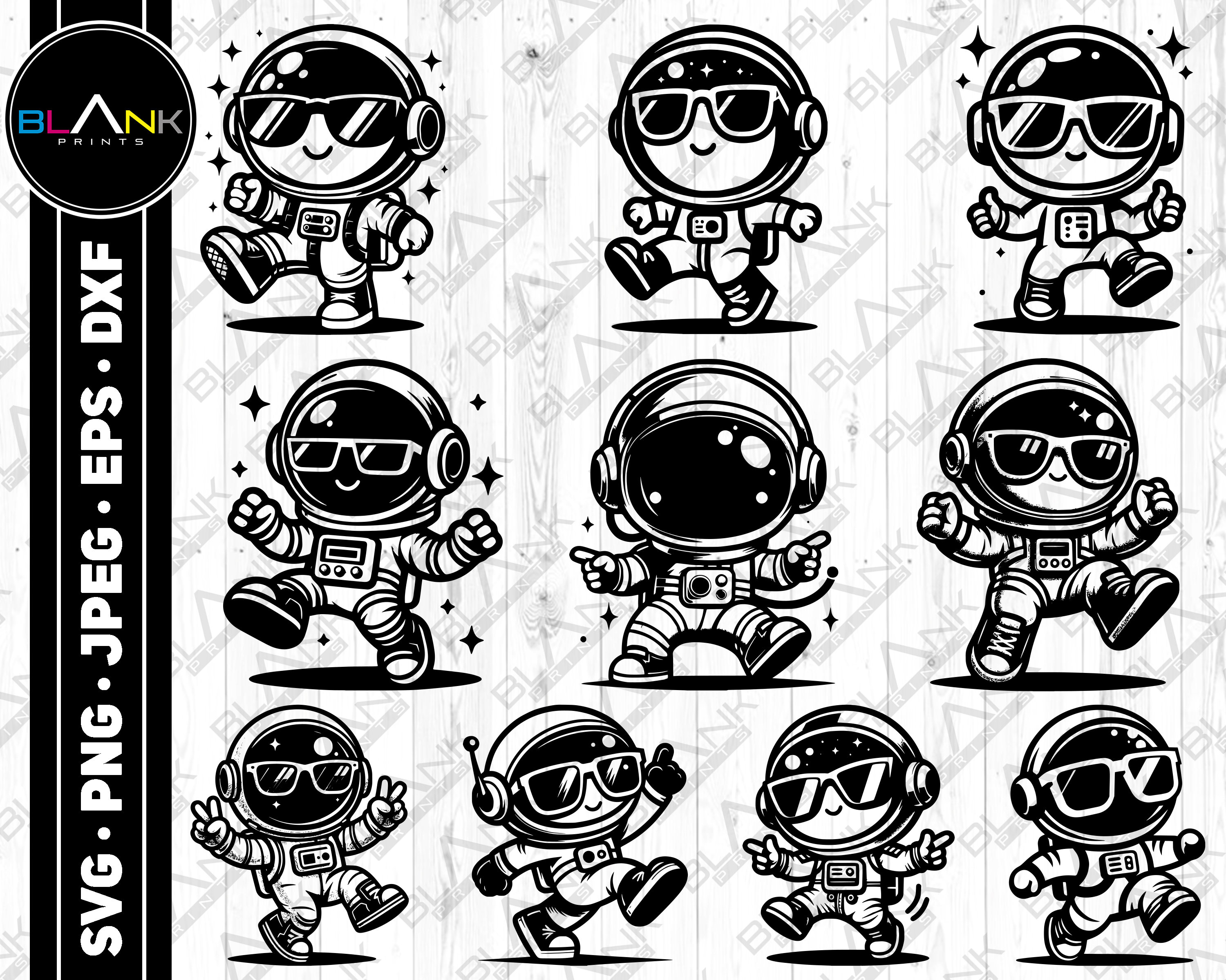 Cute Astronaut Bundle Svg Png Jpeg Eps Dxf Bundle Silhouette Clipart ...