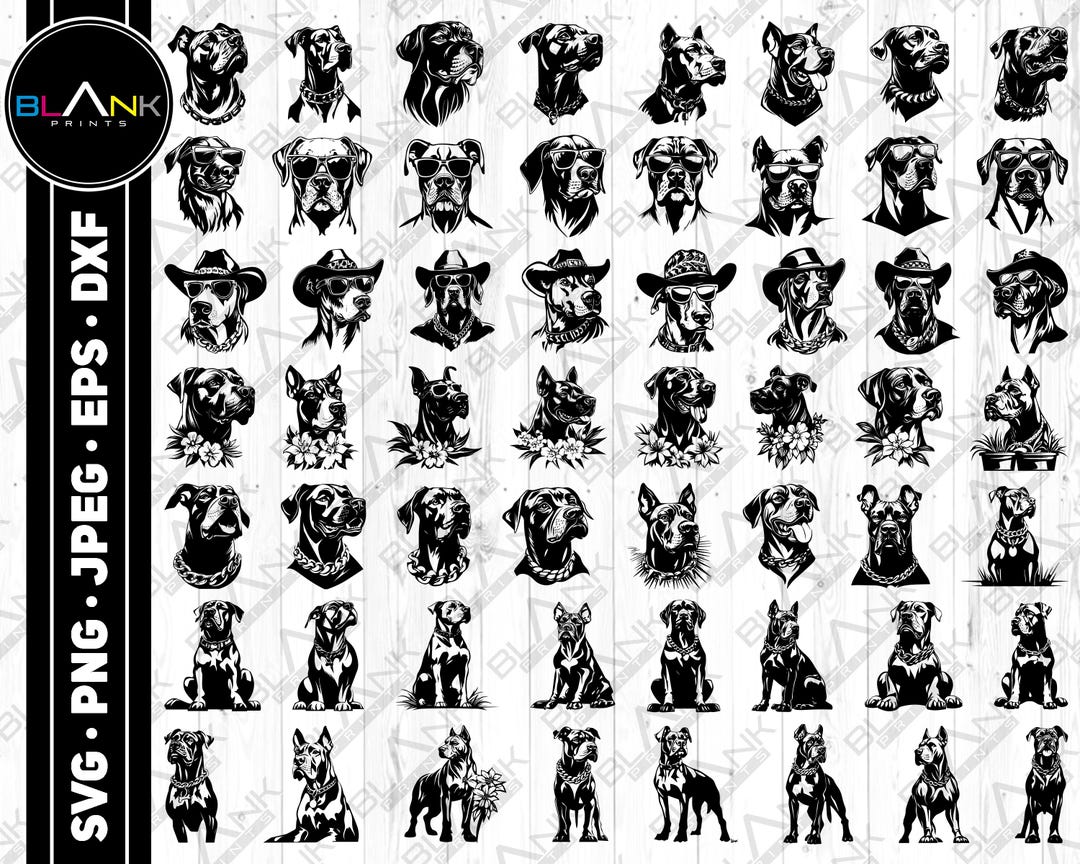 Great Dane Bundle Svg Cut Files Png Jpeg Eps Dxf Bundle Silhouette ...