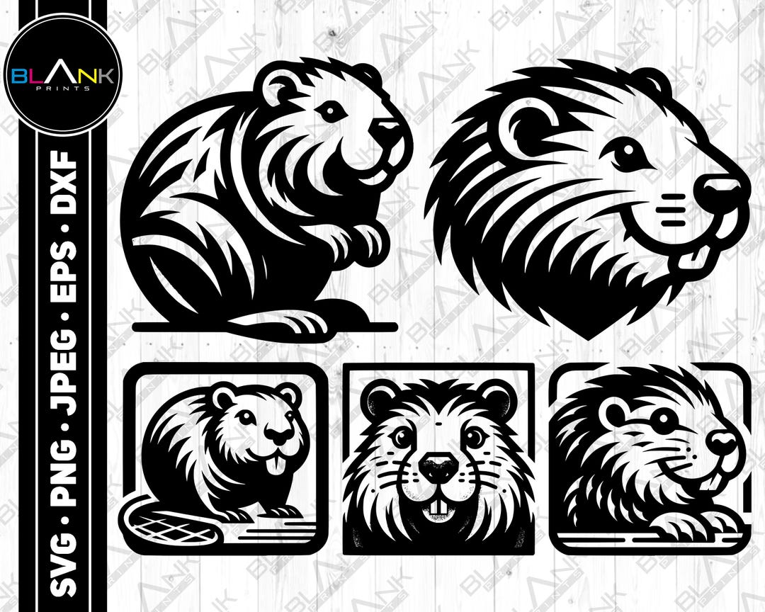 Beaver Bundle Svg Png Jpeg Eps Dxf Engrave Silhouette Clipart Cricut ...