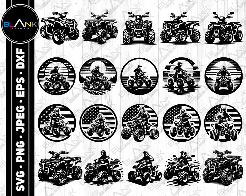 ATV Clipart Bundle, Off-road Vehicle Graphics (svg, Png, Jpg, Eps, Dxf ...