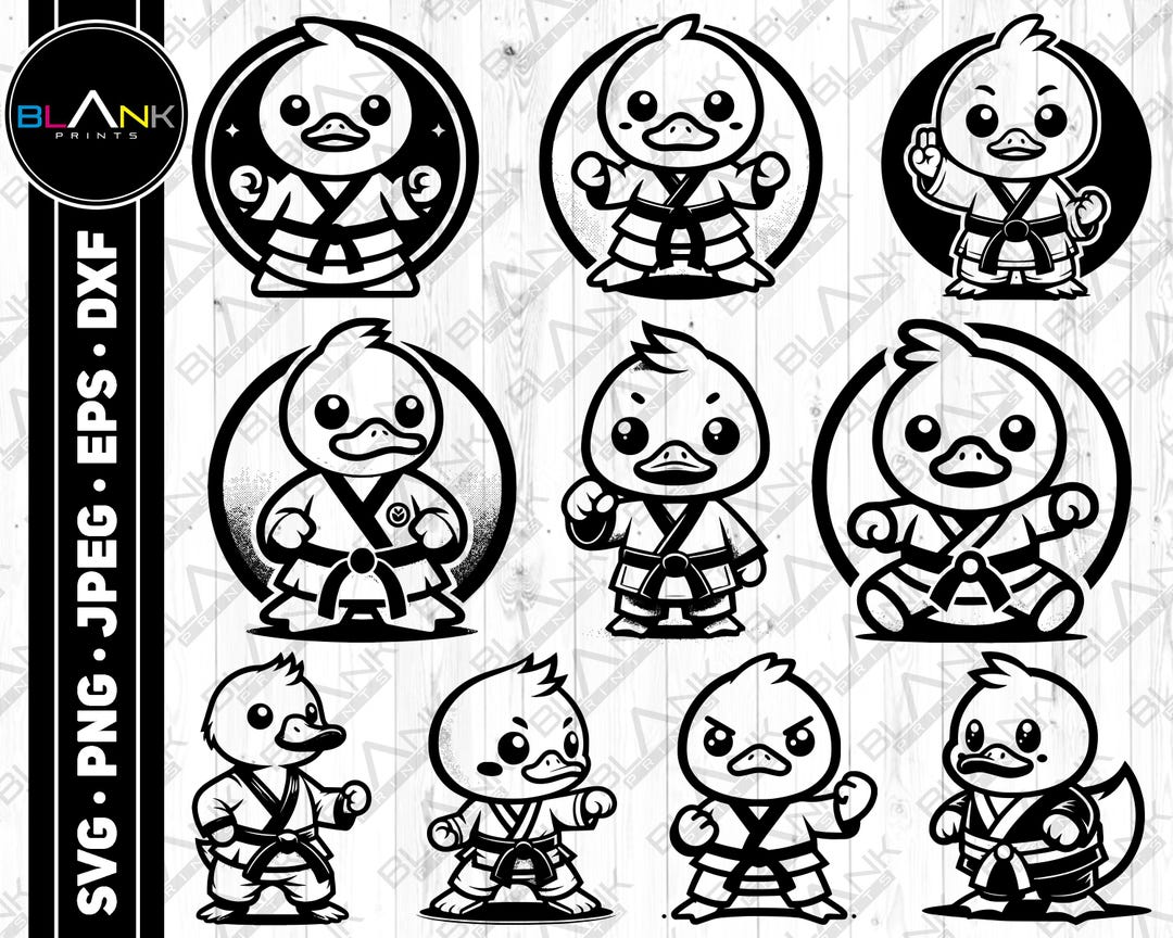 Duck Karate Bundle Svg Png Jpeg Eps Dxf Engrave Silhouette Clipart ...