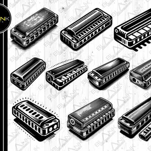 Harmonica Bundle Svg Png Jpeg Eps Dxf Bundle Silhouette Clipart Cricut ...