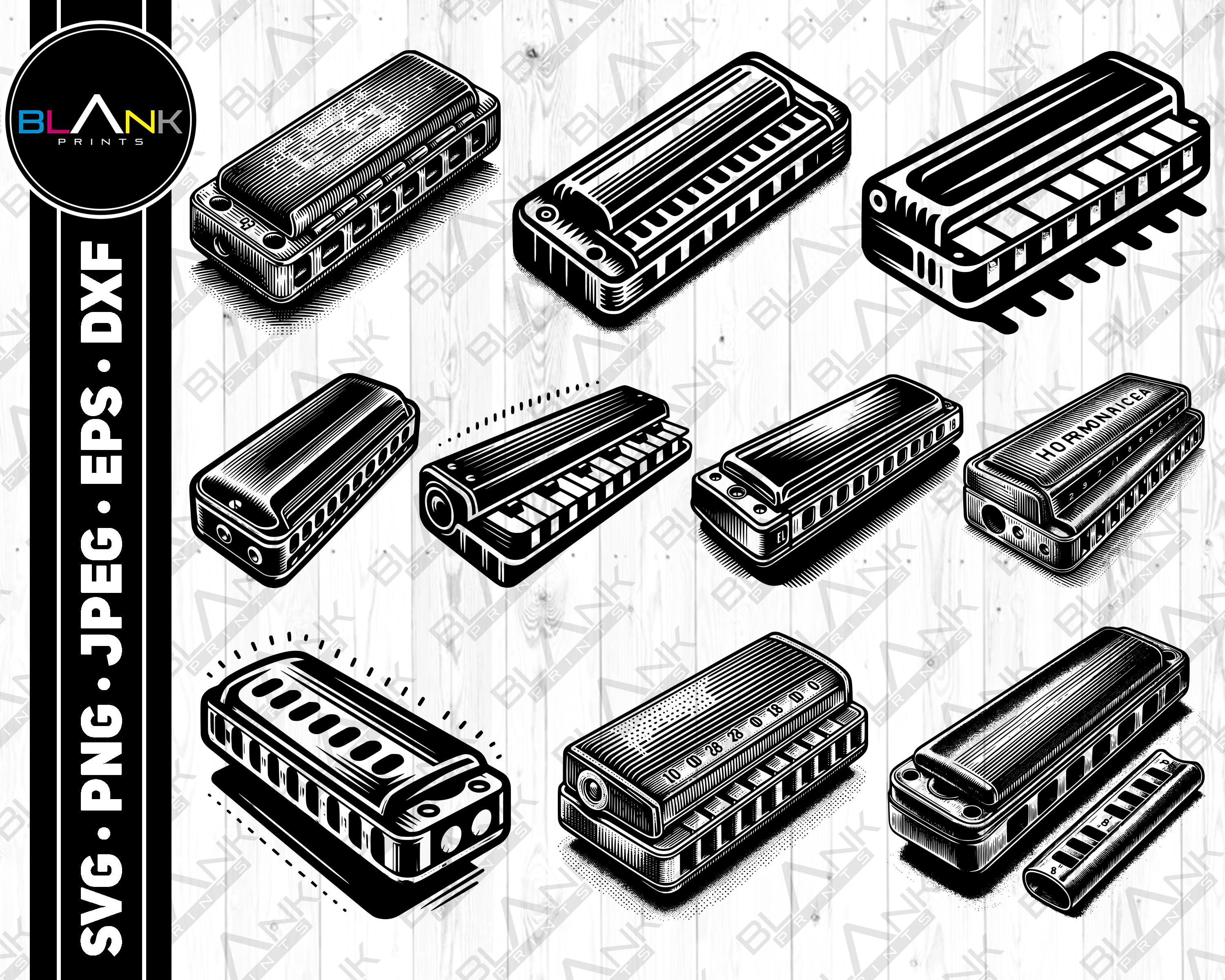 Harmonica Bundle Svg Png Jpeg Eps Dxf Bundle Silhouette Clipart Cricut ...
