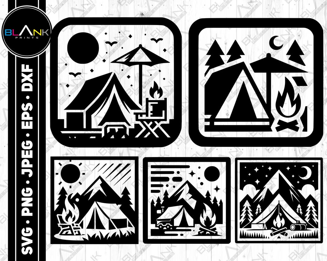 Camping Bundle Svg Png Jpeg Eps Dxf Engrave Silhouette Clipart Cricut ...