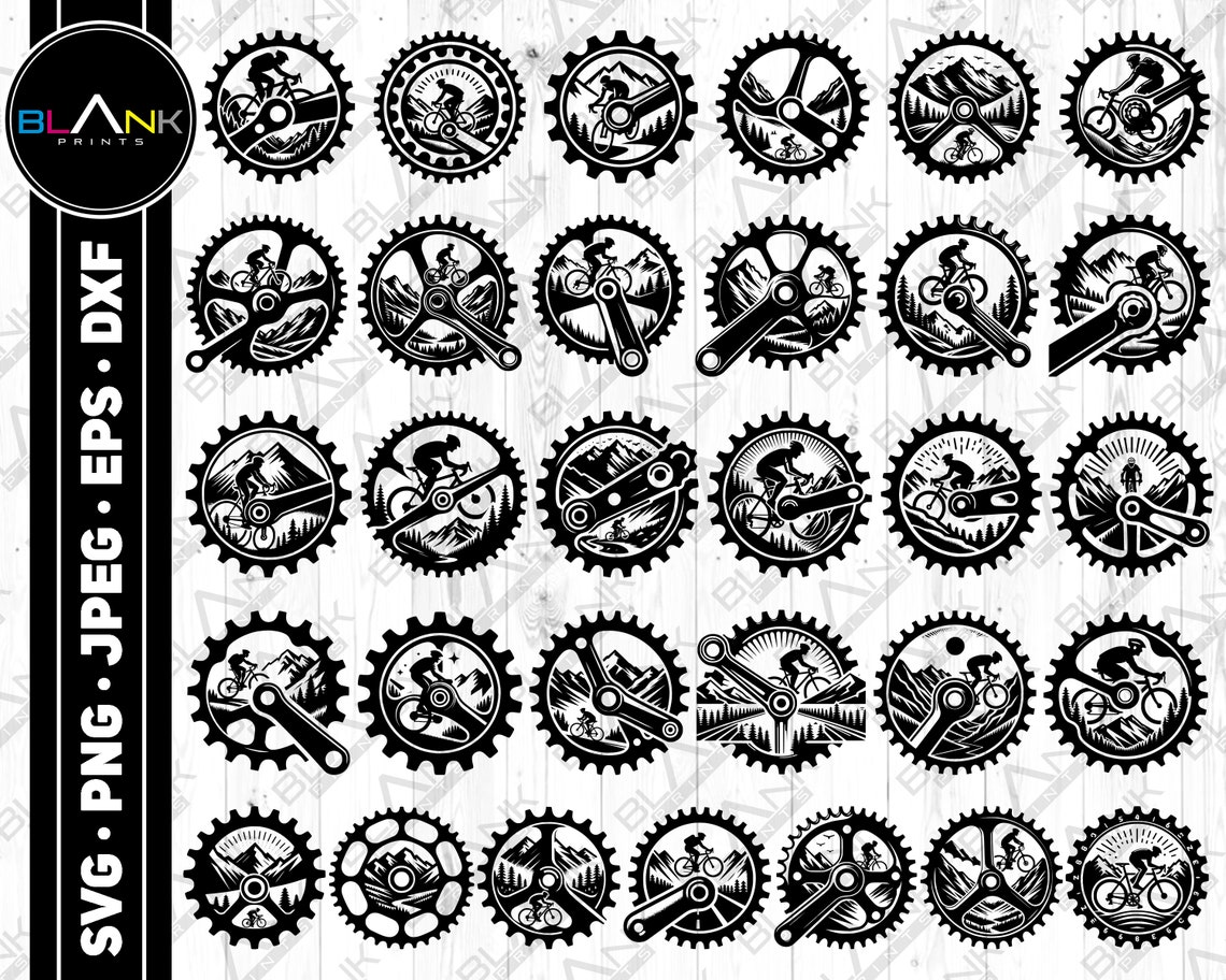 Bike Crank Svg Png Jpeg Eps Dxf Bundle Silhouette Clipart Cricut Vector ...