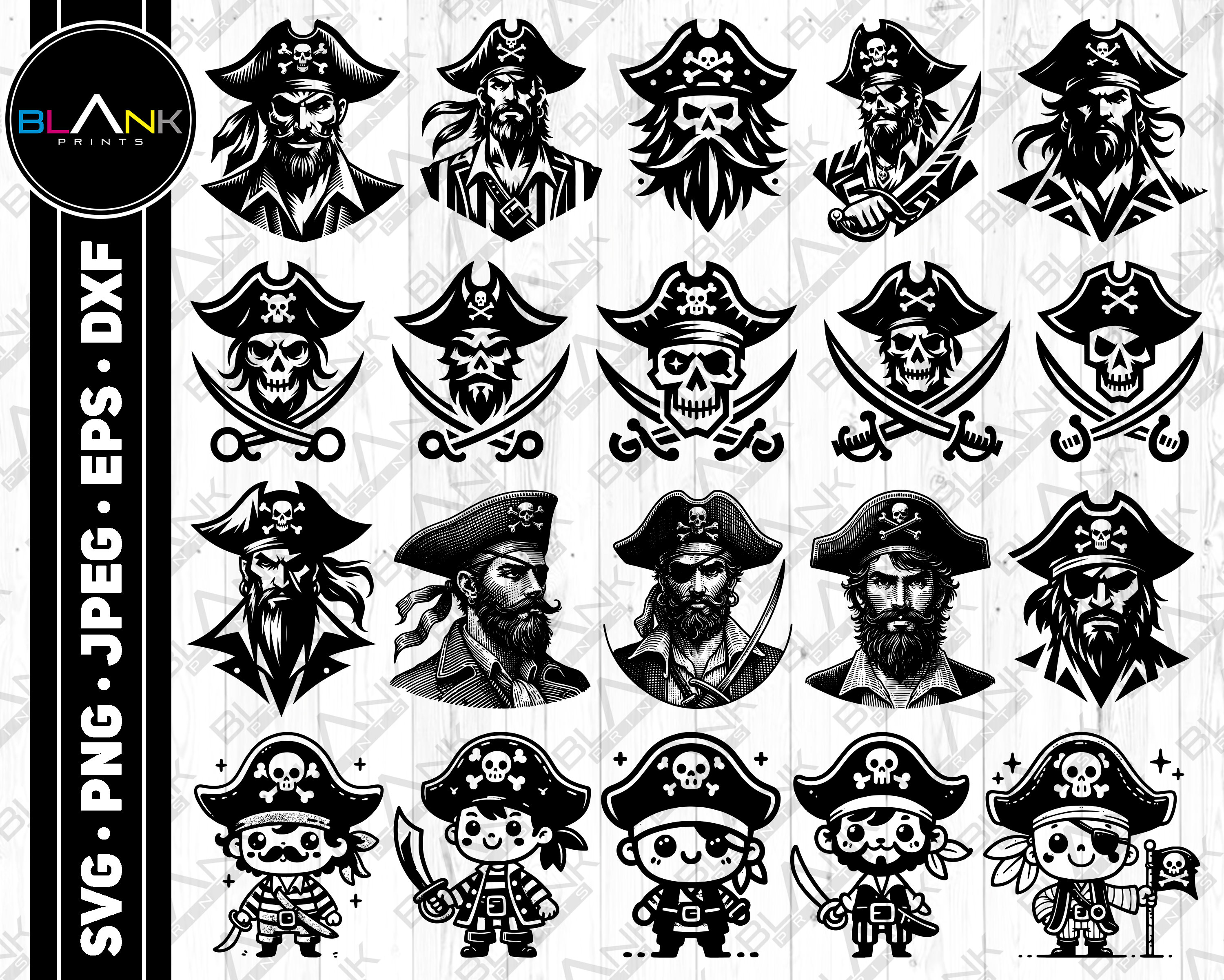 Pirates Bundle Svg Png Jpeg Eps Dxf Bundle Silhouette Cricut Commercial ...