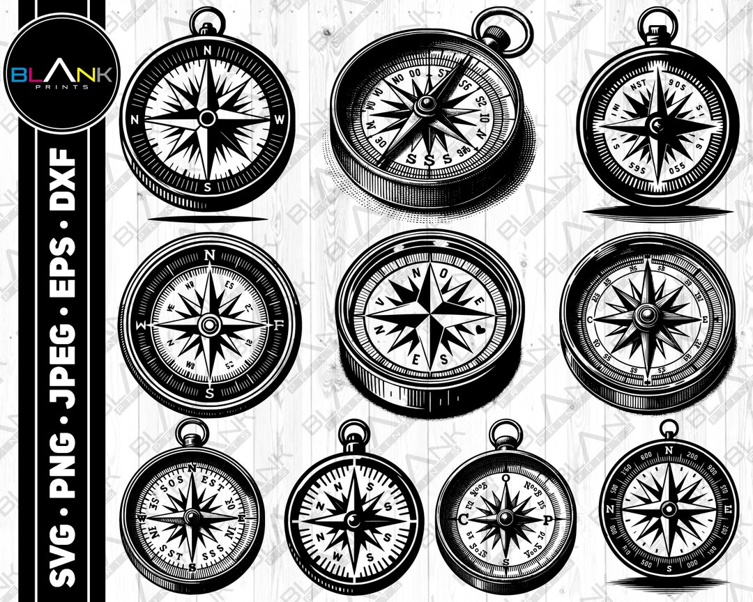 Compass Bundle Svg Png Jpeg Eps Dxf Bundle Silhouette Clipart Cricut ...