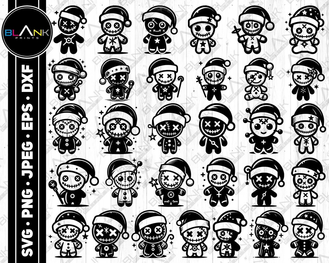 Cute Voodoo Doll Santa Hat Bundle Svg Png Jpeg Eps Dxf Bundle ...