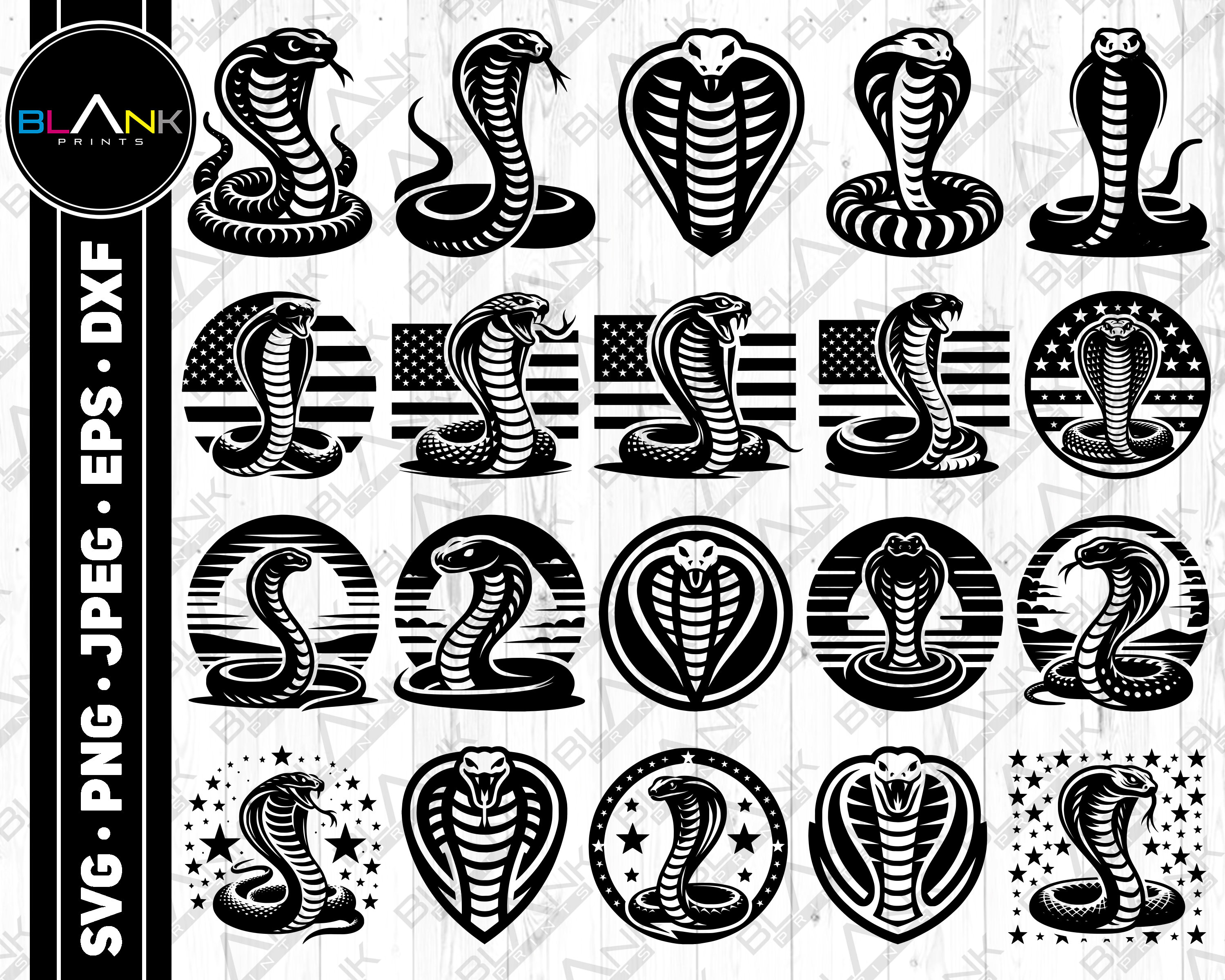 Cobra Bundle Svg Png Jpeg Eps Dxf Bundle Silhouette Clipart Cricut ...
