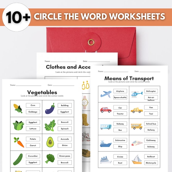 Circle the Word Worksheets - Etsy
