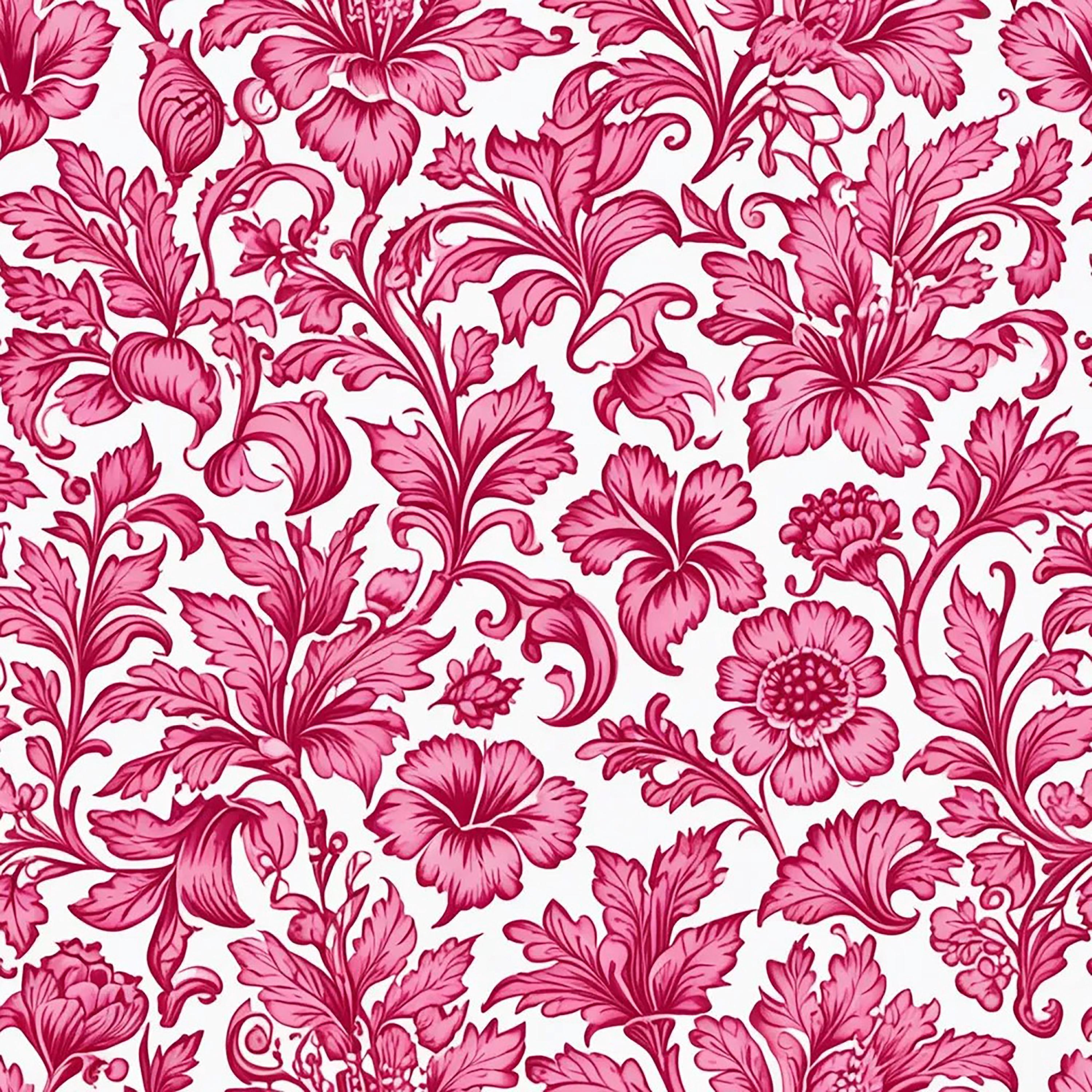 Pink Toile Seamless Pattern, Coquette Floral Pattern, Vintage Toile ...