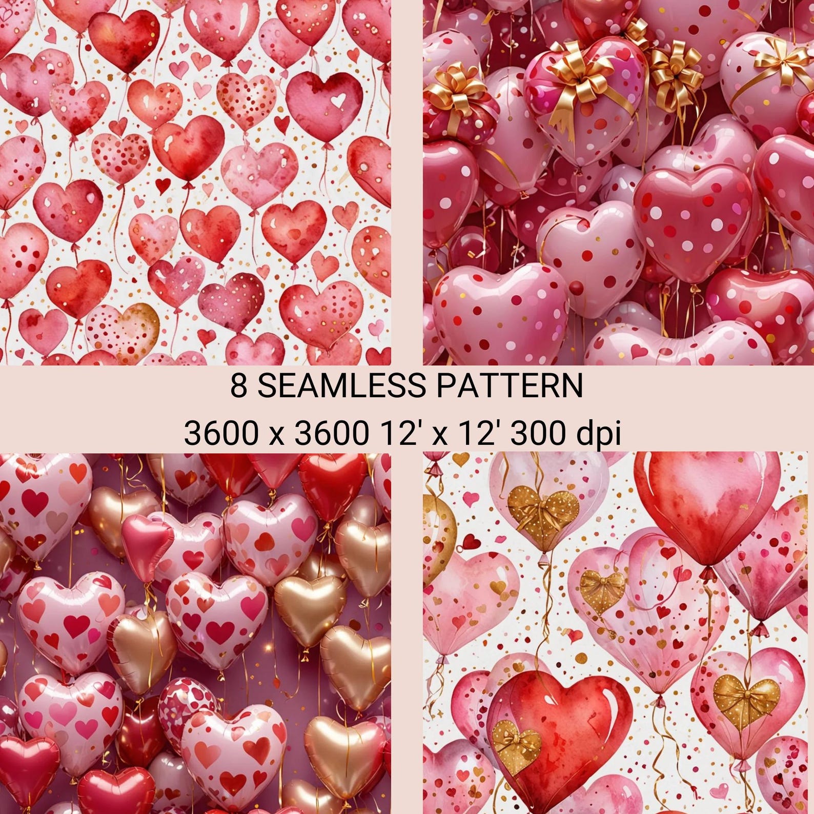Red Hearts Seamless Pattern for Digital and Printable Designs ...