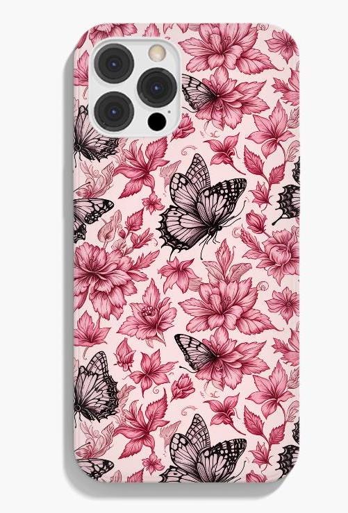 Pink Floral Butterfly Seamless Pattern - Elegant Coquette Digital ...