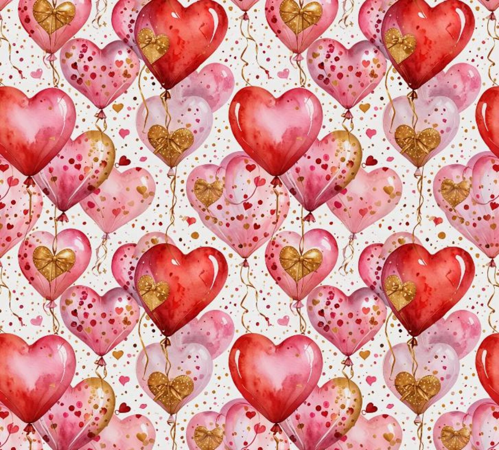 Red Hearts Seamless Pattern for Digital and Printable Designs ...