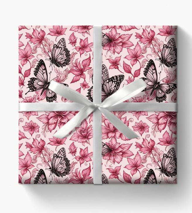 Pink Floral Butterfly Seamless Pattern - Elegant Coquette Digital ...