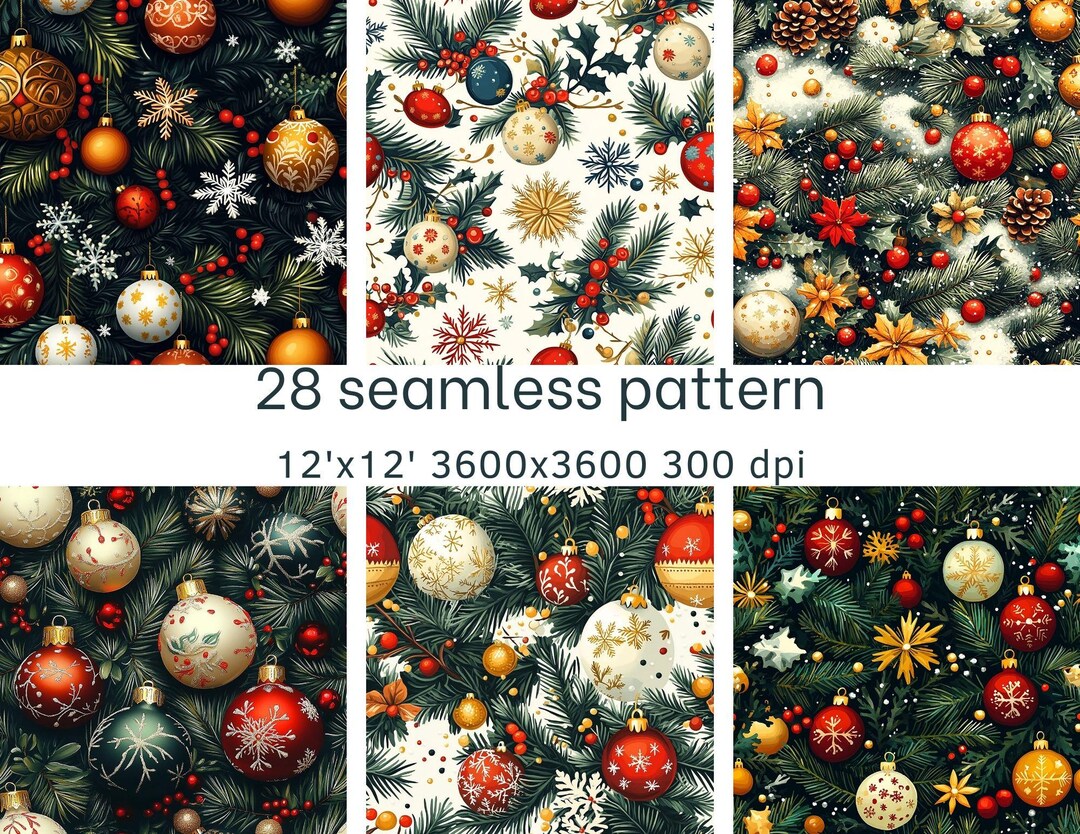 Digital Christmas Tree Ball Patterns - Perfect for Gift Wrapping ...