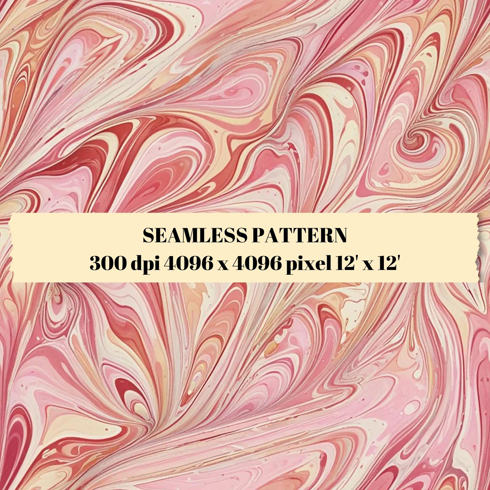 Seamless Abstract Marbling Pattern in Pastel Pink and Cream for Digital ...