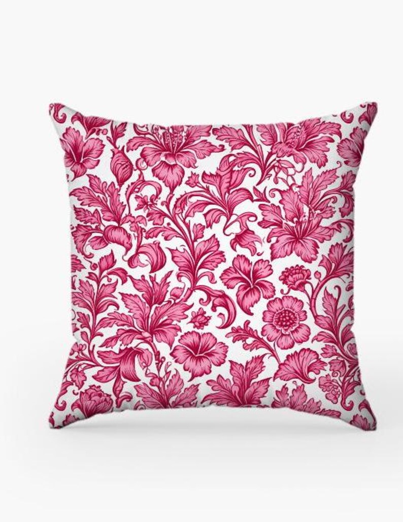Pink Toile Seamless Pattern, Coquette Floral Pattern, Vintage Toile ...